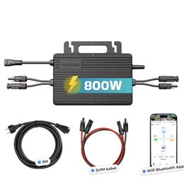 Vaysunic Mikro-Wechselrichter 800 W VM800WE/BE-P2 f&uuml;r Balkonkraftwerk, IP67 wetterfest, Plug&Play Installation, 2 MPPT, Sub-1G & WIFI, inkl.5m Anschlusskabel & 2x1m Solar-Verl&auml;ngerungen Micro Inverter