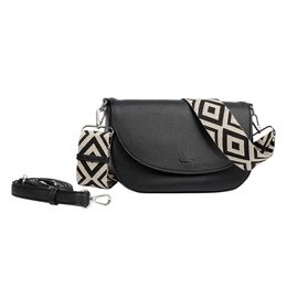 Satteltasche Gabor "Linda", Damen, Gr. B/H/T: 25,5cm x 16,5cm x 9cm, schwarz, Polyurethan, Taschen Satteltasche, weiches Kunstleder mit elegantem Schultergurt aus edlem Gewebeband