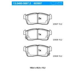 ATE Bremsbelagsatz, Scheibenbremse 13.0460-5887.2 vorne rechts links f&uuml;r SUZUKI SUBARU DAIHATSU NISSAN 55810-M68K00 41060-4A00B 04465B1020
