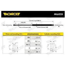Monroe Gasfeder, Koffer-/Laderaum ML6225 480N f&uuml;r AUDI 8K5827919 8K5827919A