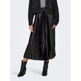 Plisseerock Only "ONLLYON PLEATED SHINE SKIRT JRS NOOS", Damen, Gr. XL (42), schwarz, Jersey, Obermaterial: 100% Polyester, unifarben, wadenlang, R&ouml;cke Plisseerock