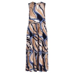 BETTY & CO Sommerkleid BETTY & CO "Sommerkleid mit Stufenrock", Damen, Gr. 36, EURO, bunt (nature, blau), 100% Viskose CV., Kleider Sommerkleid