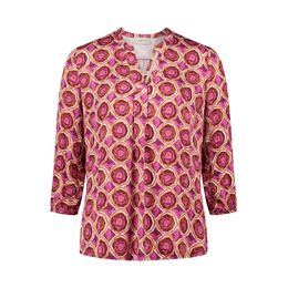 Klassische Bluse Cartoon "Blusenshirt mit Muster", Damen, Gr. 34, bunt (wei&szlig;, violett), Obermaterial: 100% Viskose CV., Blusen Klassische Bluse