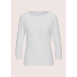 Madeleine Mode Longpullover MADELEINE "Feinstrickpullover Basic-Pullover mit Rollkante", Damen, Gr. 36/38, wei&szlig;, Obermaterial: 46% Modal CMD. 40% Polyacryl PAN. 14% Polyamid PA., Modern, gerade, Pullover Longpullover, Eleganter U-Boot-Ausschnitt