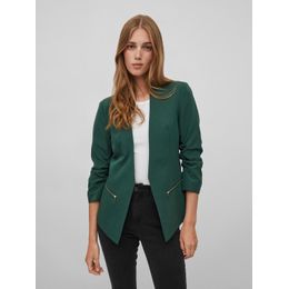 Kurzblazer Vila "VIJOY 3/4 BLAZER - NOOS", Damen, Gr. 40, gr&uuml;n (pineneedle), Web, Obermaterial: 95% Polyester, 5% Elasthan, unifarben, regular fit normal, Blazer Kurzblazer