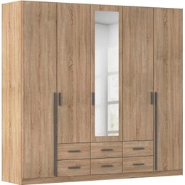 Kleiderschrank Rauch "Schrank Garderobe Ankleide GAMMA Breiten 91/136/181/226/271/315/360 cm", eiche sonoma, griffstangen graumetallic, B:226cm H:210cm T:54cm, Holzwerkstoff, Schr&auml;nke, Kleiderschrank, verschiedene Griff-Varianten, mit Spiegel TOPSELLER MADE IN GERMANY, Topseller