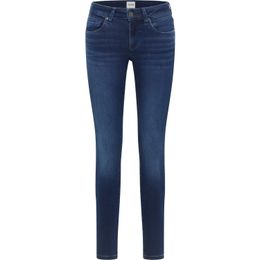 Skinny-fit-Jeans Mustang "Damen Style Quincy Skinny", Damen, Gr. 25, L&auml;nge 32, 682 mittelblau, Denim/Jeans, 78% Baumwolle, 10% Lyocell, 9% Elastomultiester, 3% Elasthan, unifarben, skinny fit, Jeans Skinny-fit-Jeans