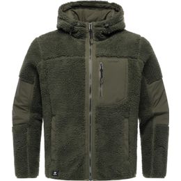 Kapuzensweatjacke Ragwear "Pl&uuml;schjacke Chille", Herren, Gr. L, gr&uuml;n (schwarz olive), Obermaterial: 100% Polyester PES. Futter: 100% Polyester PES., Sweatjacken Kapuzensweatjacke