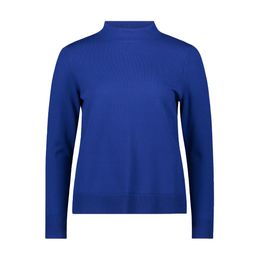 Rundhalspullover Betty Barclay "Basic-Strickpullover mit Stehkragen", Damen, Gr. 48, blau (adria), Obermaterial: 55% Viskose CV. 30% Polyester PES. 15% Polyamid PA., Pullover Rundhalspullover