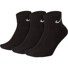 Funktionssocken Nike "U NK CUSH QTR 3PR-VALUE 108", Damen, Gr. M (38/41), schwarz, wei&szlig;, Obermaterial: 75% Baumwolle, 18% Polyester, 5% Nylon, 2% Elasthan, Socken Funktionssocken, f&uuml;r sportliche Aktivit&auml;ten und Alltag, sportlicher Stil