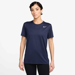 Trainingsshirt Nike "W NK DF RLGD SS TEE", Damen, Gr. XXL, wei&szlig; (midnight navy, wei&szlig;), Obermaterial: 100% Polyester, normal, Shirts Trainingsshirt, sportlicher Stil, Kurzarm, f&uuml;r Fitness, Fu&szlig;ball, Yoga und Laufen
