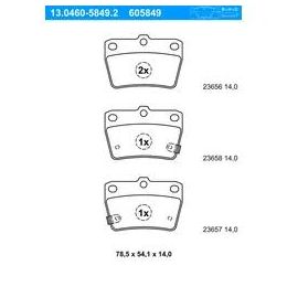ATE Bremsbelagsatz, Scheibenbremse 13.0460-5849.2 hinten rechts links f&uuml;r TOYOTA 04466-42020 04466-42030