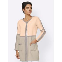 CR&Eacute;ATION L creation L Long-Strickjacke in beige-grau | Gr.: 38