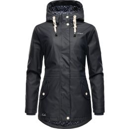Regenjacke Navahoo "Regenjacke Ocean Heart", Damen, Gr. XL, blau (navy), Obermaterial: 70% Polyester PES. 30% Polyurethan PU. Obermaterial: Futter: 100% Polyester PES. 100% Polyester PES., Jacken Regenjacke