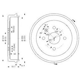 ATE Bremstrommel 24.0220-0046.1 hinten rechts links f&uuml;r PEUGEOT CITRO&Euml;N TOYOTA 42431-0H010 424748