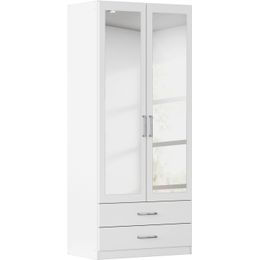 Kleiderschrank Rauch "Schrank Garderobe Ankleide GAMMA Breiten 91/136/181/226/271/315/360 cm", alpinwei&szlig;, griffe chrom, B:91cm H:210cm T:54cm, Holzwerkstoff, Schr&auml;nke, Kleiderschrank, verschiedene Griff-Varianten, mit Spiegel TOPSELLER MADE IN GERMANY, Topseller