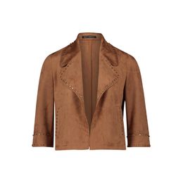 Jackenblazer Betty Barclay "Kunstleder-Jacke mit Nieten", Damen, Gr. 44, braun (classic nougat), Obermaterial: 92% Polyester PES. 8% Elasthan EL., Blazer Jackenblazer