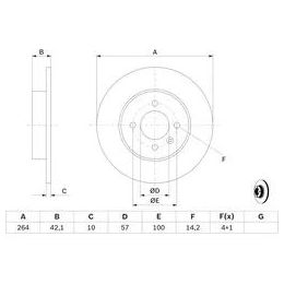 Bosch Bremsscheibe 0 986 479 191 hinten rechts links voll 264mm f&uuml;r HOLDEN VAUXHALL OPEL 93176548 569116