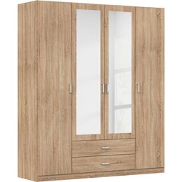 Kleiderschrank Rauch "Schrank Garderobe Ankleide GAMMA Breiten 91/136/181/226/271/315/360 cm", eiche sonoma, griffe alu, B:181cm H:210cm T:54cm, Holzwerkstoff, Schr&auml;nke, Kleiderschrank, verschiedene Griff-Varianten, mit Spiegel TOPSELLER MADE IN GERMANY, Topseller