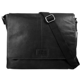 Messenger Bag Bodenschatz, Damen, Gr. B/H/T: 38cm x 36cm x 10cm onesize, schwarz, Leder, unifarben, Taschen Messenger Bag, echt Leder