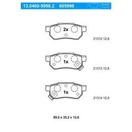 ATE Bremsbelagsatz, Scheibenbremse 13.0460-5998.2 hinten rechts links f&uuml;r ROVER HONDA GBP90316 EJP1437 43022-SE0-930