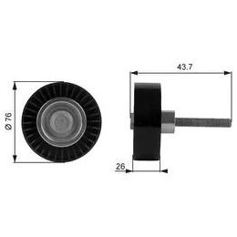 GATES Umlenk-/F&uuml;hrungsrolle, Keilrippenriemen DriveAlign&reg; T38054 76mm f&uuml;r SKODA VW SEAT AUDI 6QD145276 1J0145276B 6RF145276B