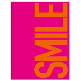 Wandbild Artland "Smile", pink (farbe bild(er): pink), B:90cm H:120cm, Bilder, als Alubild, Leinwandbild, Poster, Wandaufkleber in verschied. Gr&ouml;&szlig;en