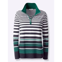sheego Gro&szlig;e Gr&ouml;&szlig;en Sweatshirt im Streifen-Dessin, marine-dunkelgr&uuml;n-gestreift, Gr&ouml;&szlig;e 46 - Damen
