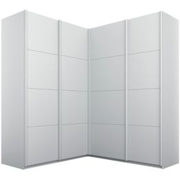 Schwebet&uuml;renschrank Rauch "Schrank Garderobe Eckkleiderschrank QUADRA Front in Dekor/Hochglanz", grau (seidengrau), B:181cm H:210cm T:187cm, Holzwerkstoff, Schr&auml;nke, Schwebet&uuml;renschrank, gro&szlig;er Eckschrank mit viel Stauraum, Ma&szlig; 181x187 cm MADE IN GERMANY