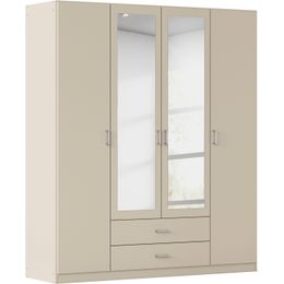 Kleiderschrank Rauch "Schrank Garderobe Ankleide GAMMA Breiten 91/136/181/226/271/315/360 cm", beige (champagner), griffe alu, B:181cm H:210cm T:54cm, Holzwerkstoff, Schr&auml;nke, Kleiderschrank, verschiedene Griff-Varianten, mit Spiegel TOPSELLER MADE IN GERMANY, Topseller