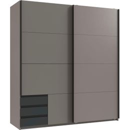 Schwebet&uuml;renschrank wimex "Bahamas, Kleiderschrank in den Breiten 135cm und 180cm erh&auml;ltlich", saharagrau, abgesetzt grafit, B:180cm H:198cm T:65cm, Holzwerkstoff, Schr&auml;nke, Schwebet&uuml;renschrank, inkl. drei farblich abgesetzter Schubladen