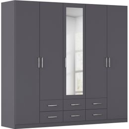 Kleiderschrank Rauch "Schrank Garderobe Ankleide GAMMA Breiten 91/136/181/226/271/315/360 cm", graumetallic, griffe chrom, B:226cm H:210cm T:54cm, Holzwerkstoff, Schr&auml;nke, Kleiderschrank, verschiedene Griff-Varianten, mit Spiegel TOPSELLER MADE IN GERMANY, Topseller