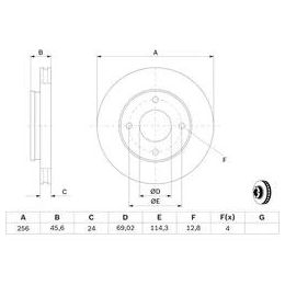 Bosch Bremsscheibe 0 986 479 B83 vorne rechts links bel&uuml;ftet 256mm f&uuml;r MITSUBISHI MERCEDES-BENZ SMART 4544200001 4605A068 A4544200001