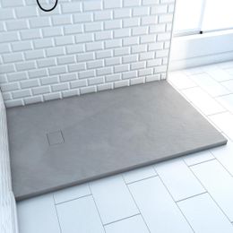Duschwanne MARWELL, grau (grau, zementfarben), B:140cm H:2,6cm T:90cm, Duschwannen, 140 x 90 x 2,6 cm