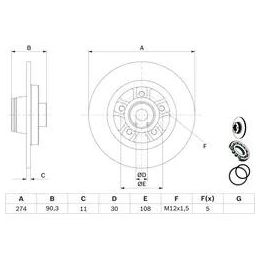 Bosch Bremsscheibe 0 986 479 015 hinten rechts links voll 274mm f&uuml;r RENAULT MERCEDES-BENZ 4154200302 4154210100 432020879R