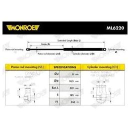 Monroe Gasfeder, Koffer-/Laderaum ML6220 530N f&uuml;r VW 5G6827550D 5G6827550C