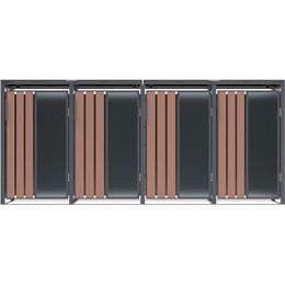 M&uuml;lltonnenbox WESTMANN "Status 4", anthrazit, holzoptik, B:265cm H:116cm T:80cm, Stahl, Aufbewahrungsboxen, BxTxH: 265x80x116 cm, f&uuml;r 4x240 L M&uuml;lltonnen