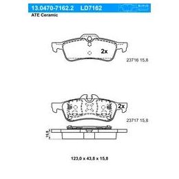 ATE Bremsbelagsatz, Scheibenbremse Ceramic 13.0470-7162.2 hinten rechts links f&uuml;r MINI BMW 34216762871 34216761288 34216770252