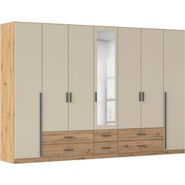 Kleiderschrank Rauch "Schrank Garderobe Ankleide GAMMA Breiten 91/136/181/226/271/315/360 cm", eiche artisan, beige (champagner), griffstangen graumetallic, B:315cm H:210cm T:54cm, Holzwerkstoff, Schr&auml;nke, Kleiderschrank, verschiedene Griff-Varianten, mit Spiegel TOPSELLER MADE IN GERMANY, Topseller