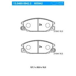 ATE Bremsbelagsatz, Scheibenbremse 13.0460-5942.2 vorne rechts links f&uuml;r VAUXHALL ISUZU OPEL 8-94461-155-0 1605931 1605825
