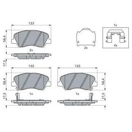Bosch Bremsbelagsatz, Scheibenbremse 0 986 494 563 vorne rechts links f&uuml;r HYUNDAI KIA EMGRAND 58101H9A60 58101C8A50