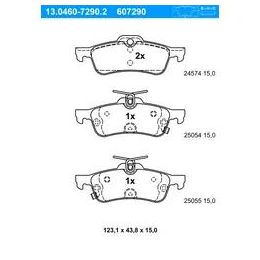 ATE Bremsbelagsatz, Scheibenbremse 13.0460-7290.2 hinten rechts links f&uuml;r HONDA 43022-TV8-E01 43022-TV0-E01 43022-TV0-E00
