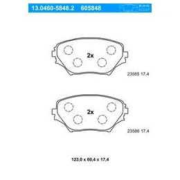 ATE Bremsbelagsatz, Scheibenbremse 13.0460-5848.2 vorne rechts links f&uuml;r TOYOTA 04465-42071 04465-42080 04465-42110