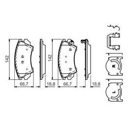 Bosch Bremsbelagsatz, Scheibenbremse 0 986 494 609 links rechts f&uuml;r HOLDEN VAUXHALL SAAB MG OPEL CHEVROLET 13237751 10424274 95520061