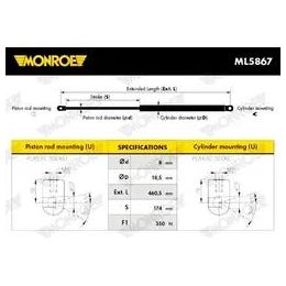 Monroe Gasfeder, Koffer-/Laderaum ML5867 350N f&uuml;r HYUNDAI 81770-0X000