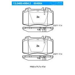 ATE Bremsbelagsatz, Scheibenbremse 13.0460-4984.2 vorne rechts links f&uuml;r MERCEDES-BENZ 1634201020 1634200820 A1634200620