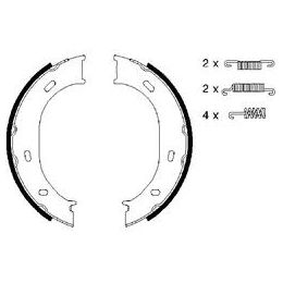 Bosch Bremsbackensatz, Feststellbremse 0 986 487 610 hinten rechts links mit Zubeh&ouml;r f&uuml;r VW STEYR MERCEDES-BENZ 2D0609538 A9014200520 2D0609525B