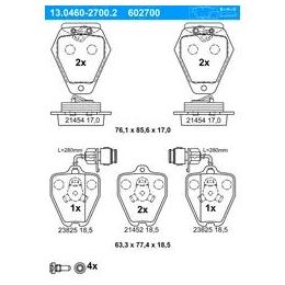 ATE Bremsbelagsatz, Scheibenbremse 13.0460-2700.2 vorne rechts links f&uuml;r VAG 4D0698151A 4D0698151AD 4D0698151E