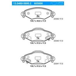 ATE Bremsbelagsatz, Scheibenbremse 13.0460-5800.2 vorne rechts links f&uuml;r TOYOTA 04465-0D040 04465-0D010