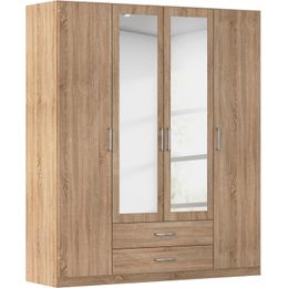 Kleiderschrank Rauch "Schrank Garderobe Ankleide GAMMA Breiten 91/136/181/226/271/315/360 cm", eiche sonoma, griffe chrom, B:181cm H:210cm T:54cm, Holzwerkstoff, Schr&auml;nke, Kleiderschrank, verschiedene Griff-Varianten, mit Spiegel TOPSELLER MADE IN GERMANY, Topseller